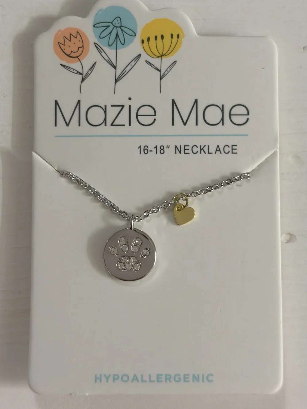 Jewelry | Mazie Mae Paw Print Pendant Necklace In Silver With Gold ...